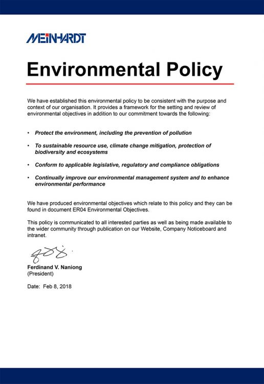 Meinhardt Philippines Environmental Policy is now certified to ISO ...